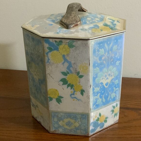 Vintage | Accents | Vintage English Floral Octagonal Tin Made In ...